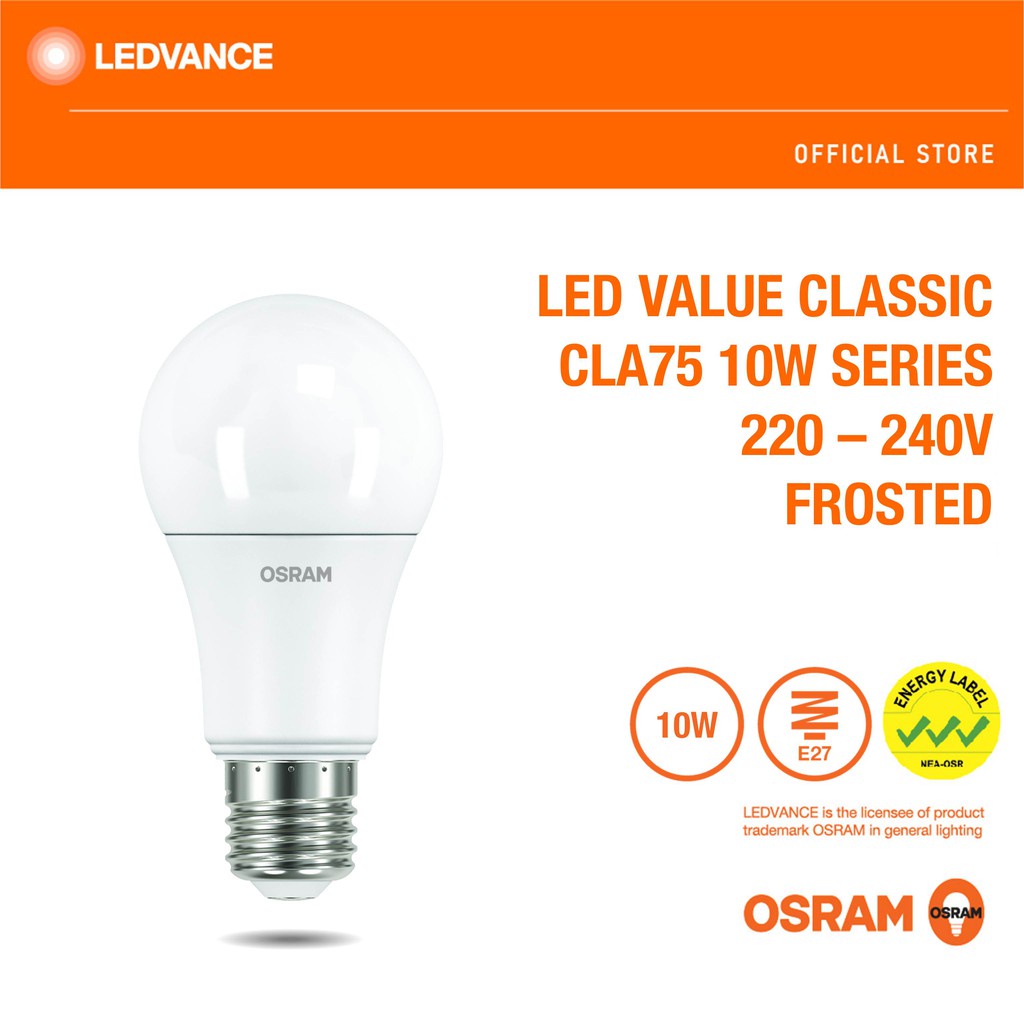OSRAM LED Value Classic A75 10W Frosted E27 (2700K/6500K) | Shopee Singapore