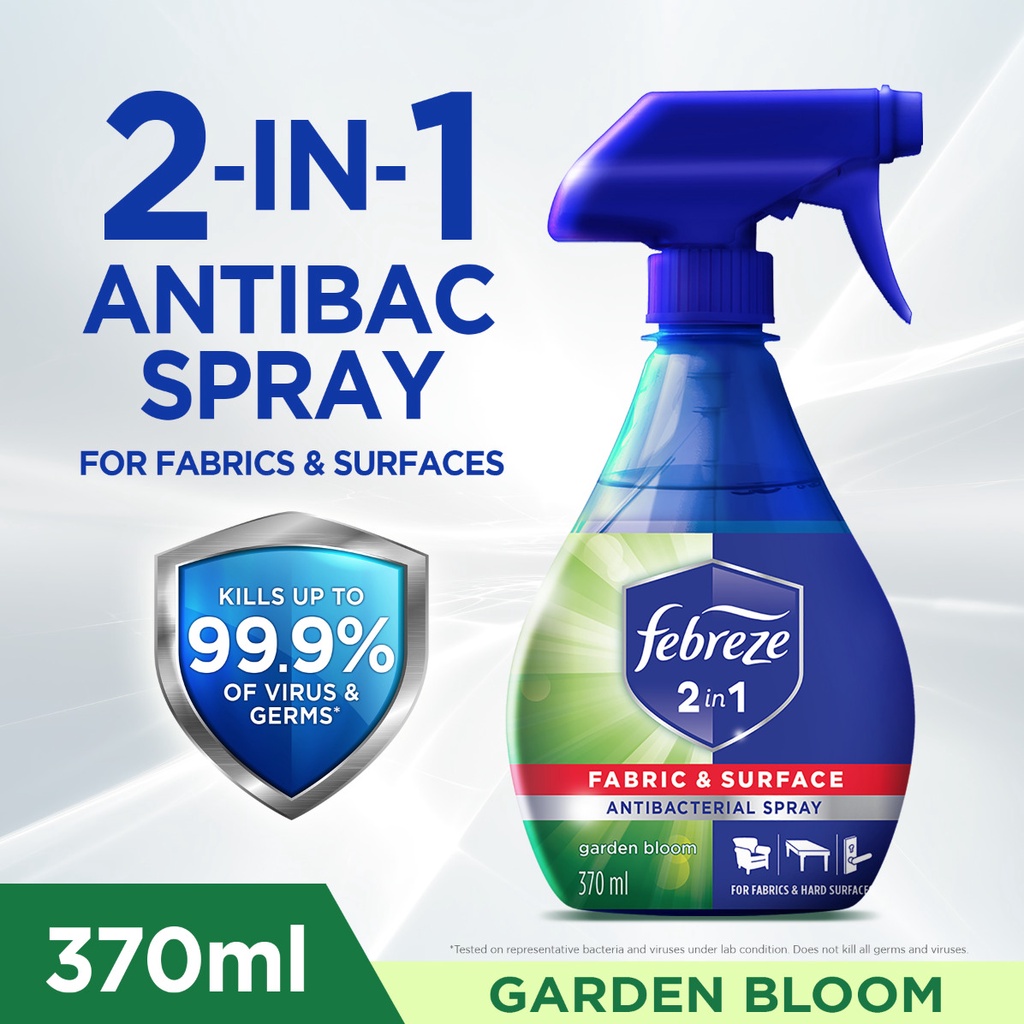 Febreze 2-In-1 Antibacterial Disinfectant Spray 370Ml (Garden Bloom ...