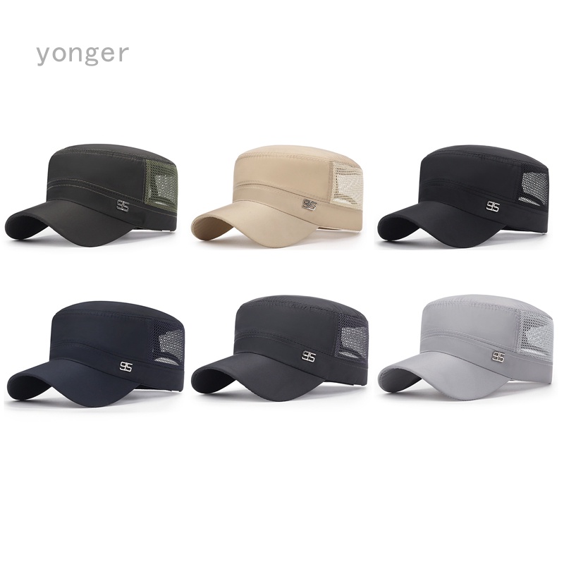 Mesh Army Flat Cap Summer Men Polyester Military Cap Outdoor Sun Hats ...