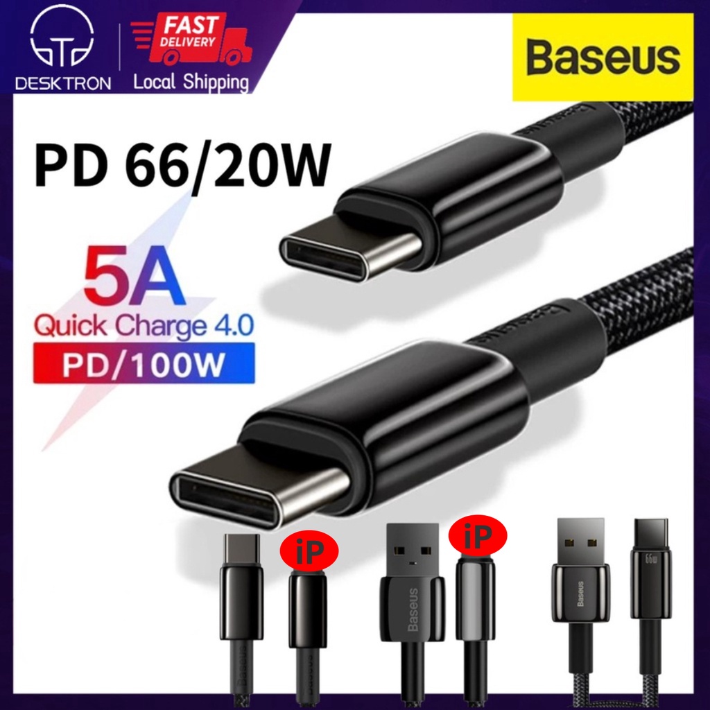 Baseus USB Type C iP Charging Cable PD 100W 66W Fast Charge 4.0 Data ...
