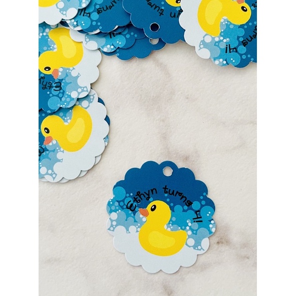 Yellow Rubber Duckie Kids Birthday Stickers Gift Tags Personalised ...