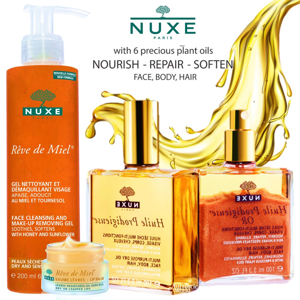 Nuxe Huile Prodigieuse Multi-Usage Dry Oil and Reve De Miel Honey-based ...