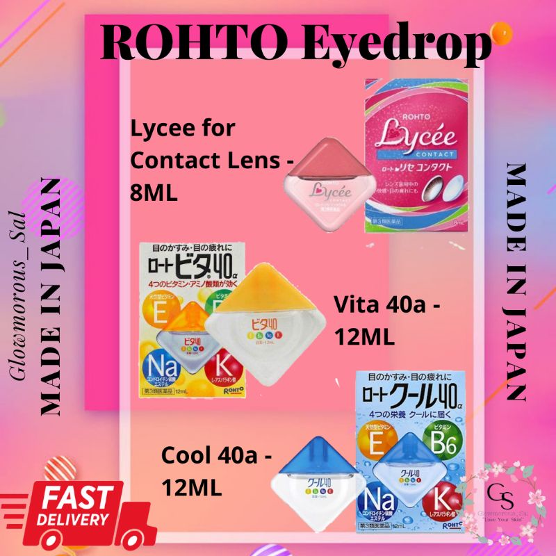 ROHTO Cool/Vita 40α Eye Drop 12ml / Lycee for Contact 8ml – Made in ...
