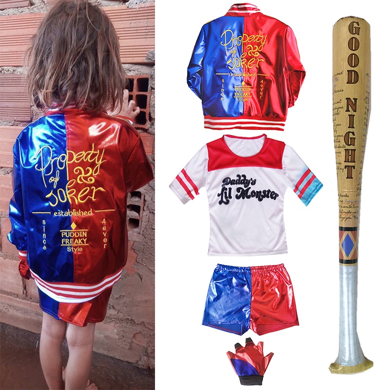 Halloween Harley Quinn Costume Cosplay Girls Suicide Squad Embroidery ...