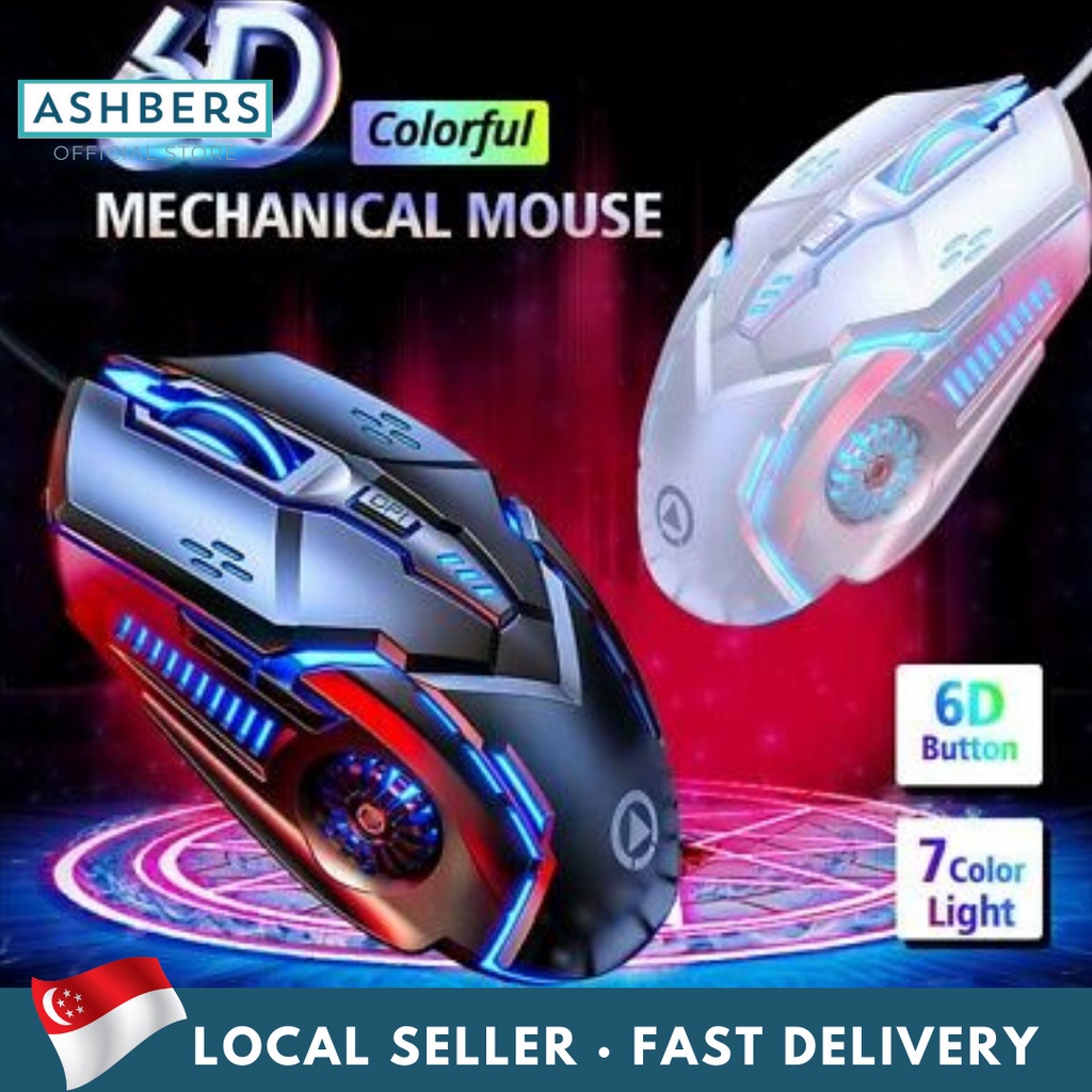 Wired Gaming Mouse 6D 3200DPI Optical LED Computer Mice with USB Cable ...