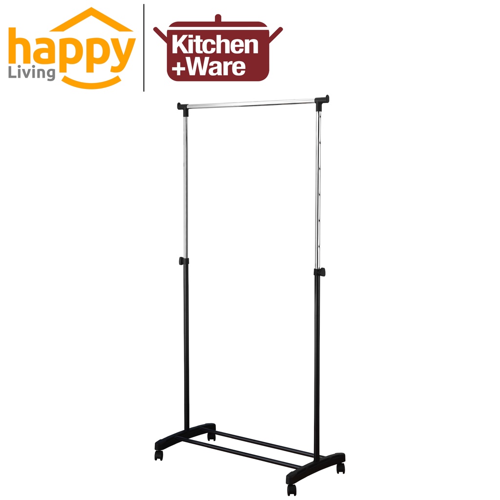 Happy Living Single Pole Garment Rack with Wheels / Height Adjustable ...