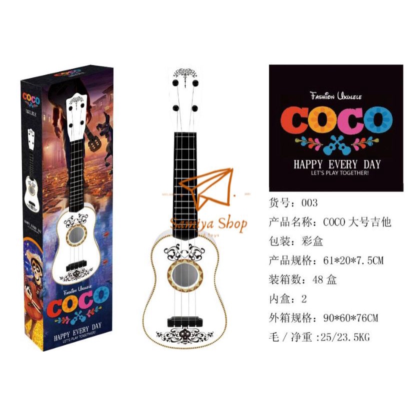 Disney Pixar Coco Guitar, Playable Musical Toy with Chord Chart ...