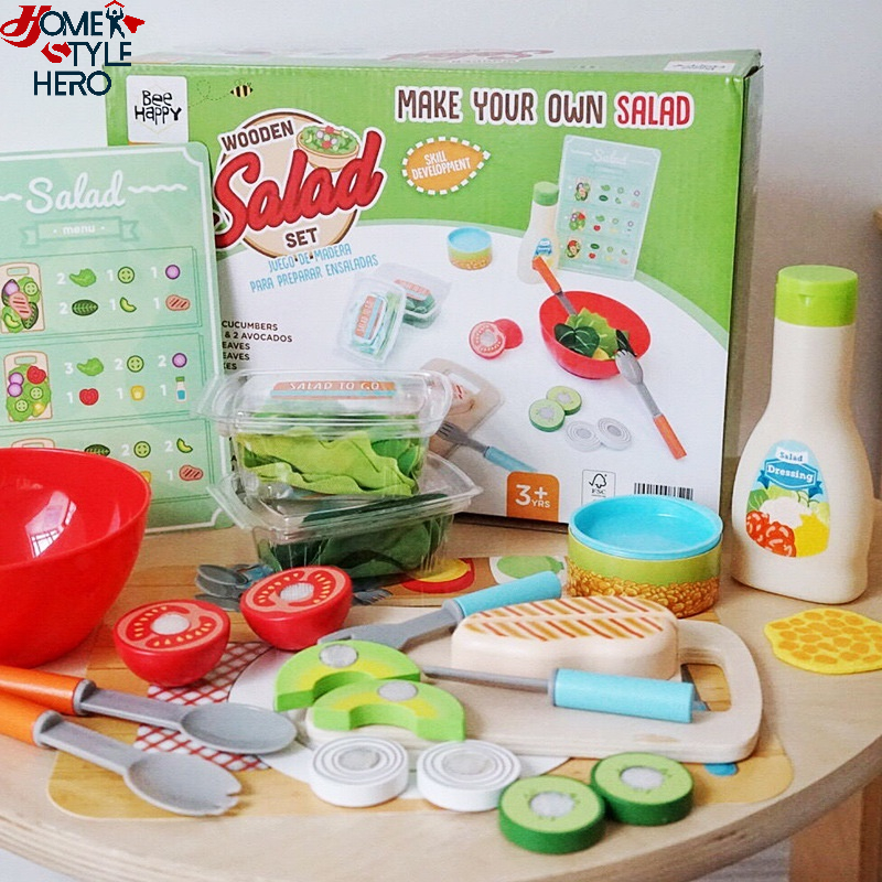 [SG Stock] Wooden Kitchen Food Salad BBQ Burger Sandwich Accessories ...