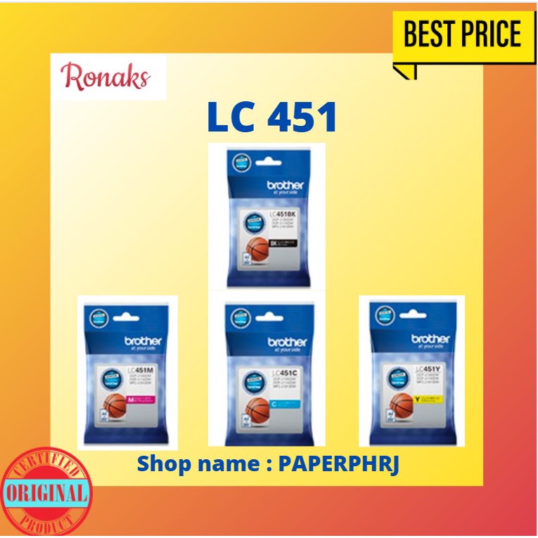[Original] Brother LC451 / LC 451 / LC-451 Black Cyan Magenta Yellow ...