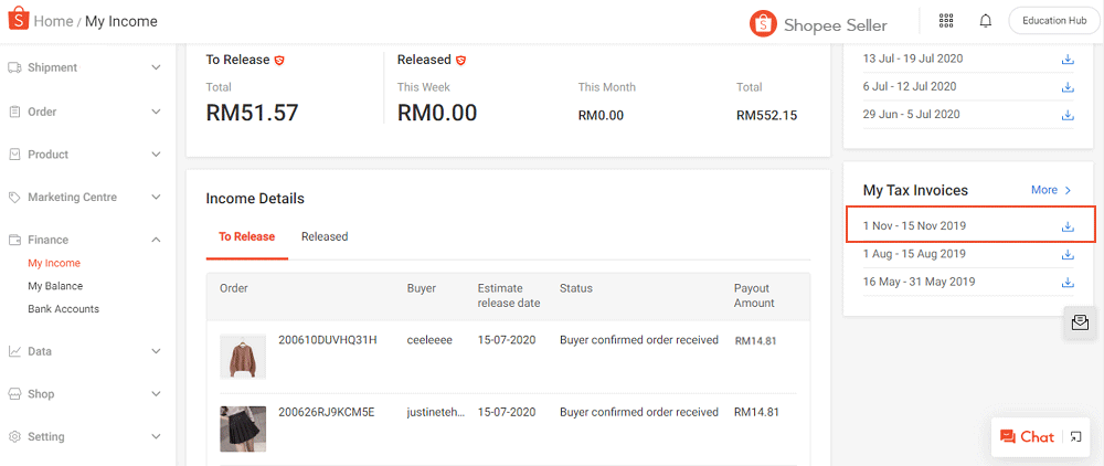 Checking My Tax Invoices | Shopee MY Seller Education Hub