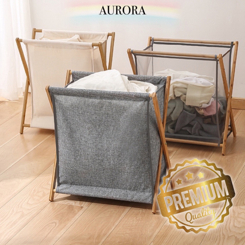 Aurora Official SG Seller Bamboo Foldable Laundry Basket Laundry ...