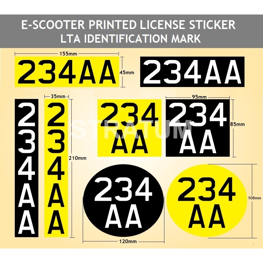 E-Scooter | E-Bike | PMD | PAB | Printed License Number Sticker | LTA ...