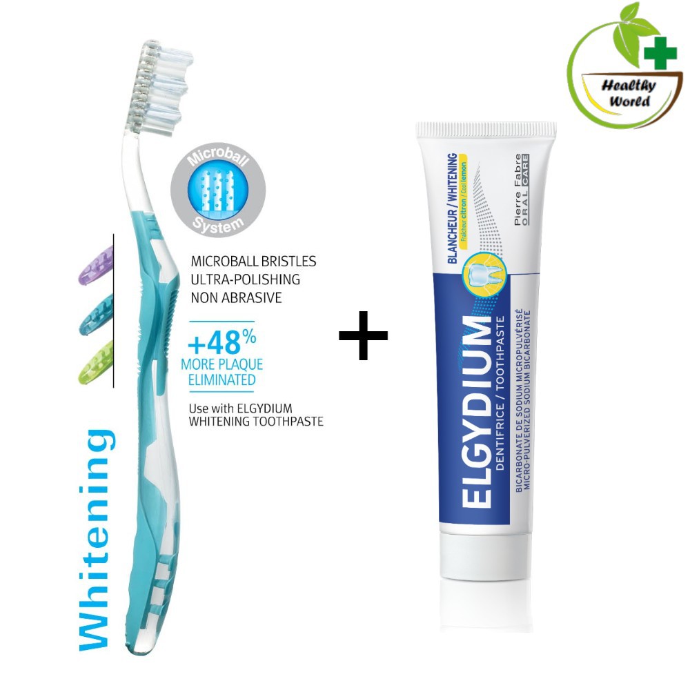 ELGYDIUM Whitening Cool Lemon Toothpaste + Microball Toothbrush Pack ...