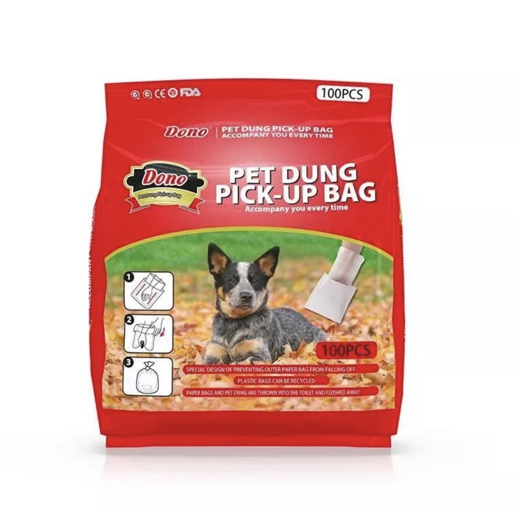 DONO disposable poop pick up bag with double-layer plastic design(100 ...