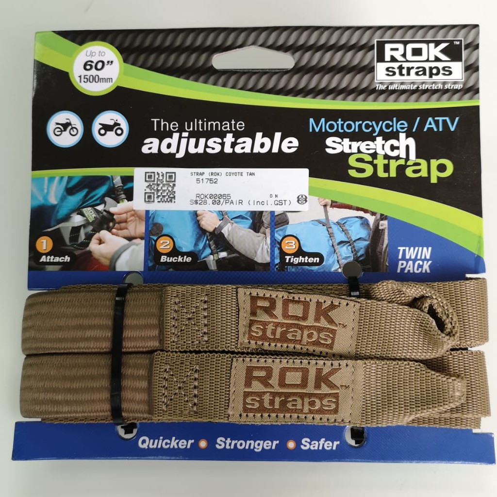 MOTORCYCLE STRETCH BUNGEE STRAP (ROK Straps) COYOTE TAN | Shopee Singapore