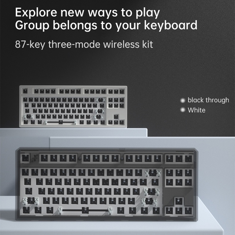 Flesports MK870 Barebone Mechanical Keyboard Kit Full RGB, 56% OFF