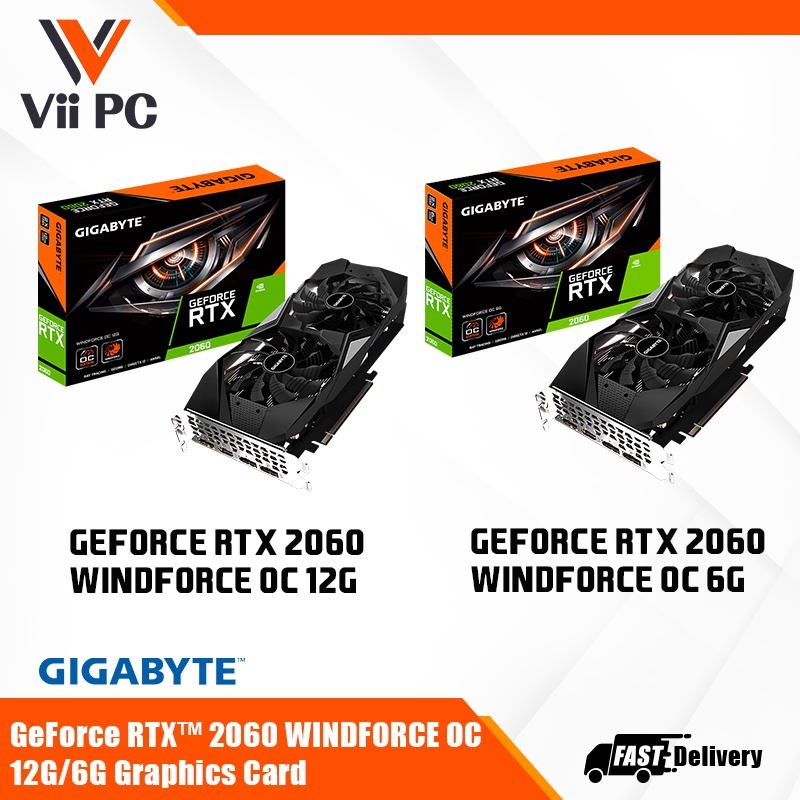 GIGABYTE GeForce RTX 2060 WINDFORCE OC 12G/6GB((rev. 2.0) GDDR6 ...