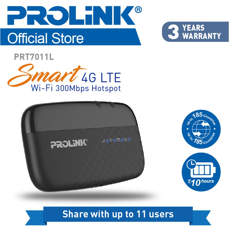 (Portable WiFi) PROLiNK PRT7011L Smart 4G LTE WiFi 300Mbps Hotspot ...