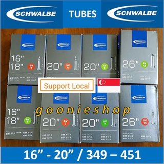 *SG SELLER* SCHWALBE Inner Tyre Tube for 16 18 20 22 inch Folding Bicycle. Model AV4 AV6 AV7 ...