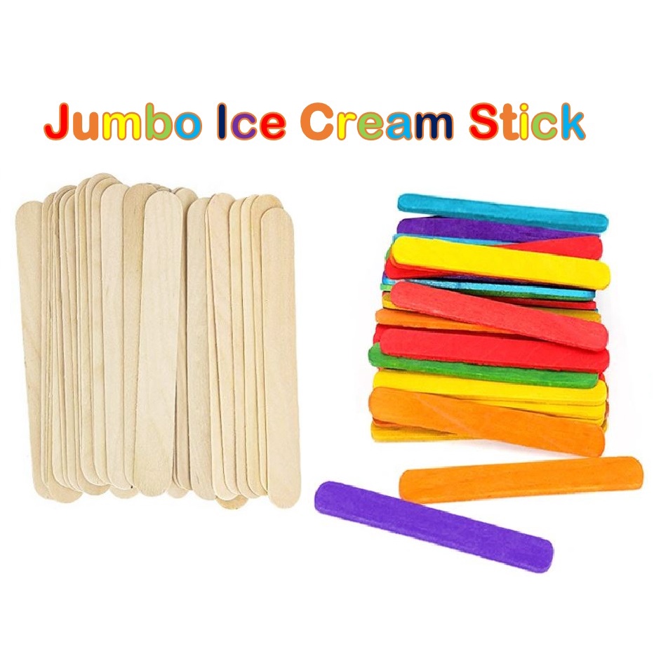 100 Pcs Jumbo Ice Cream Stick 150 x 18mm Wooden Popsicle Stick Plain ...