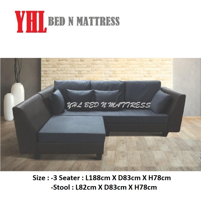 YHL Modular Half Fabric 3 Seater Sofa With Stool (Available To Change ...