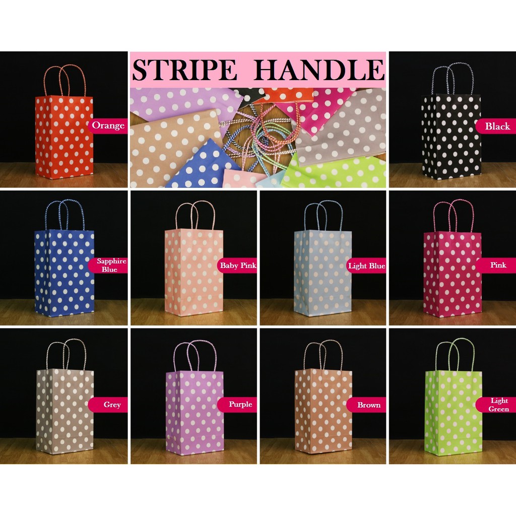 Paper Bag / Goodie Bag / Party Bag / Gift Bag / Polka Dot Paper Bag ...