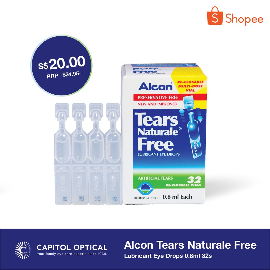 Alcon Tears Naturale Free Lubricant Eye Drops 0.8 x 32s | Shopee Singapore