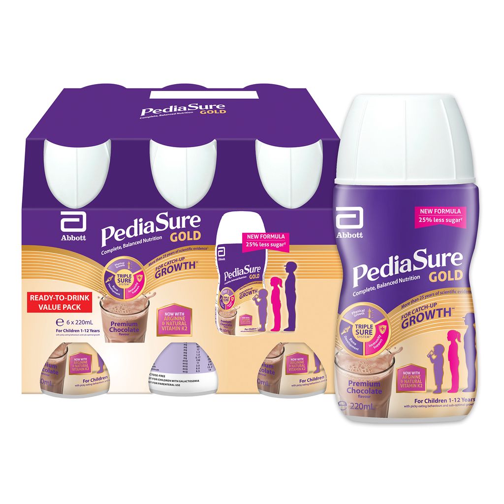 PediaSure Gold Ready-to-Drink (RTD) - Premium Chocolate Flavour, 6 x ...