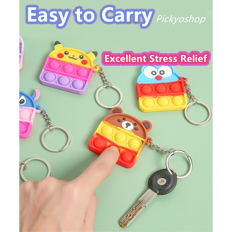 Pop Push it Keychain Fidget Toys Mini Poppers Fidget Sensory Toys ...
