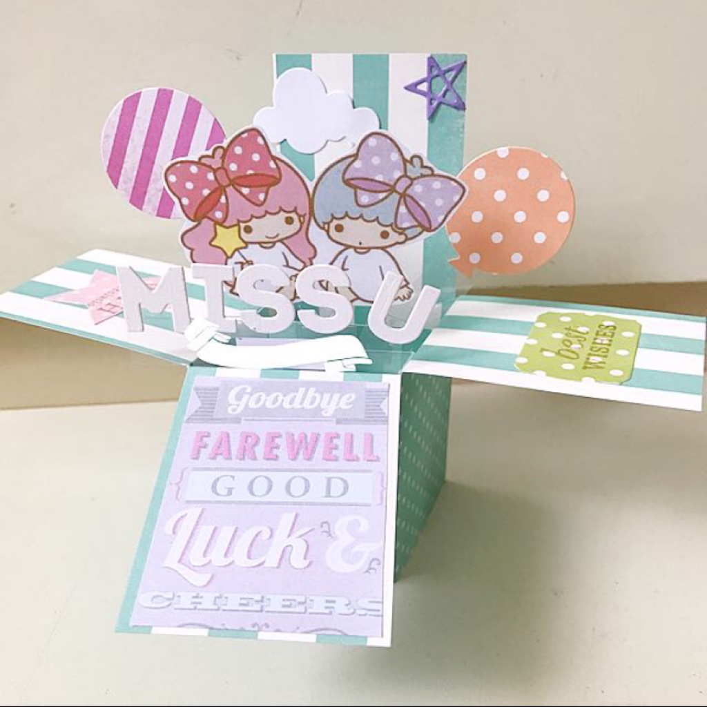 Miss You Farewell and good luck Pop Up card in little twin star ...