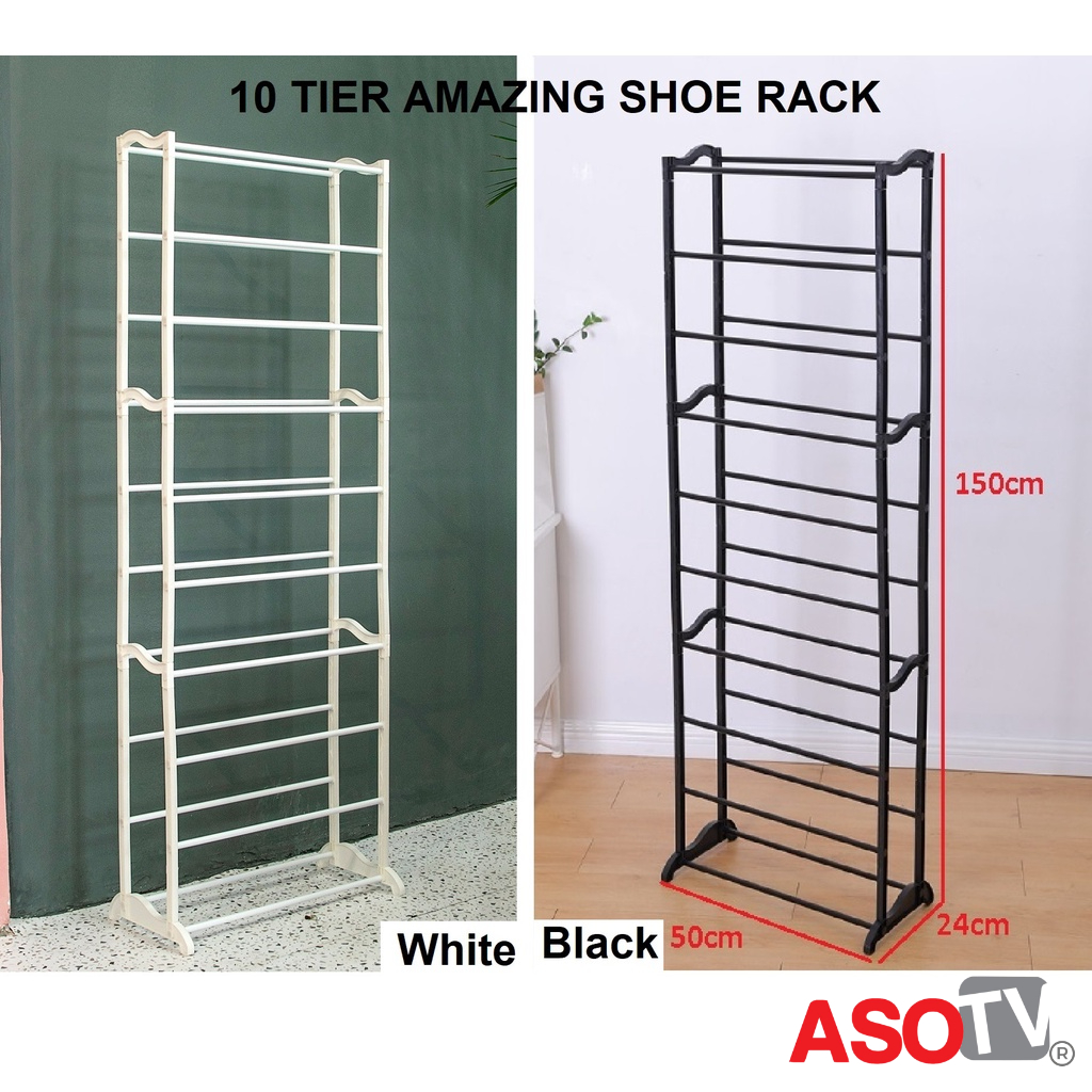 ASOTV 10 Tier Amazing Shoe Rack Storage Rack / Rak Kasut / Rak Tudung ...