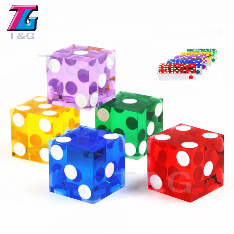 5pcs 19mm high-grade Acrylic transparent dice six sided casino sharp ...