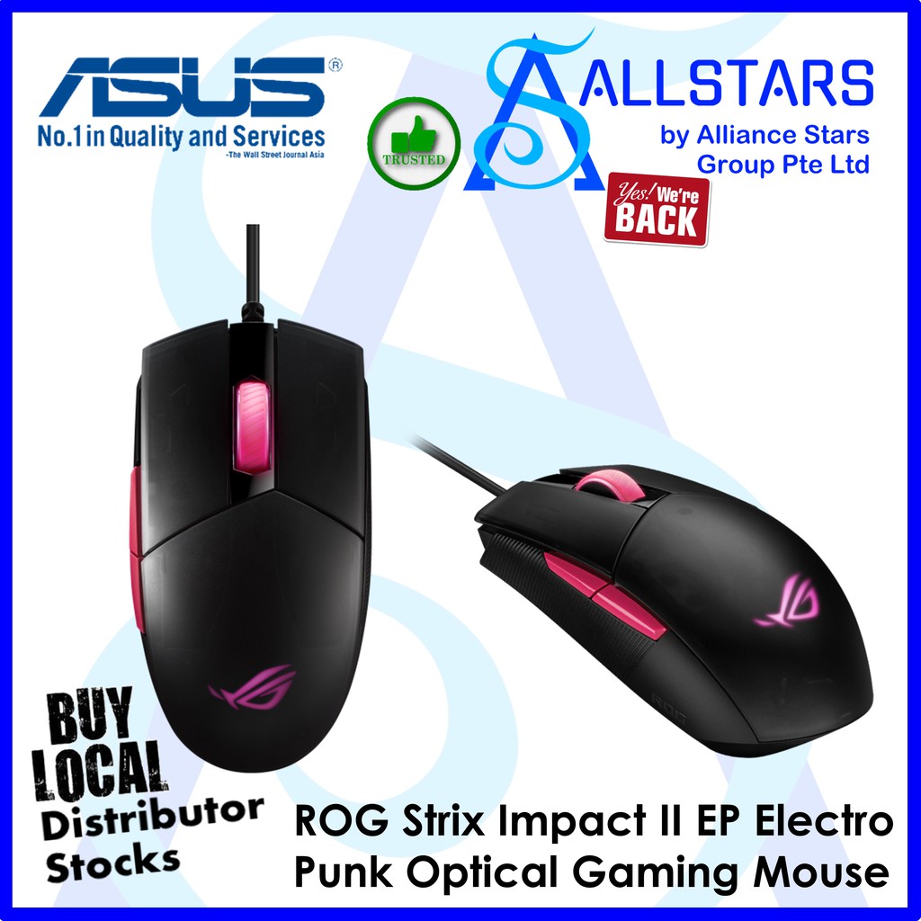 ASUS ROG Strix Impact II EP Electro Punk Optical Gaming Mouse (P512 ...