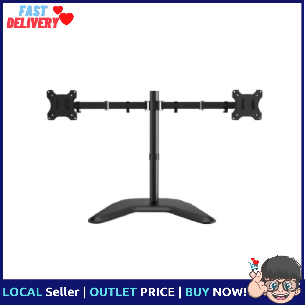 Full Motion Dual Monitor Free-Standing Desk Stand VESA Mount with ...