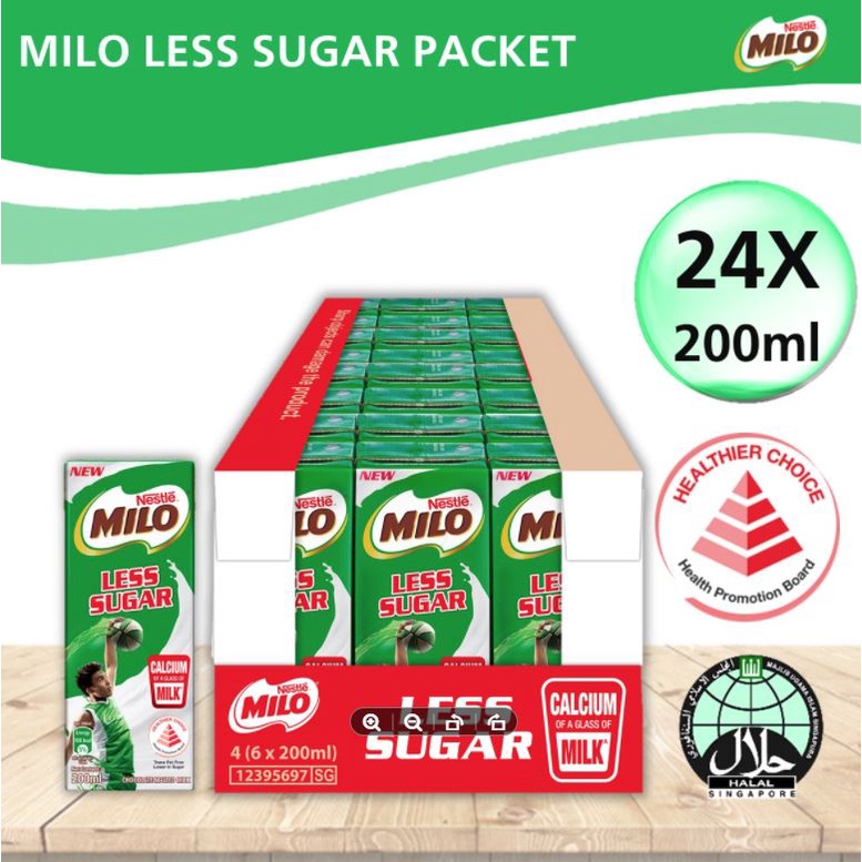 [[Milo]] MILO UHT Less Sugar Chocolate Malted Milk 24x200ml | Shopee ...