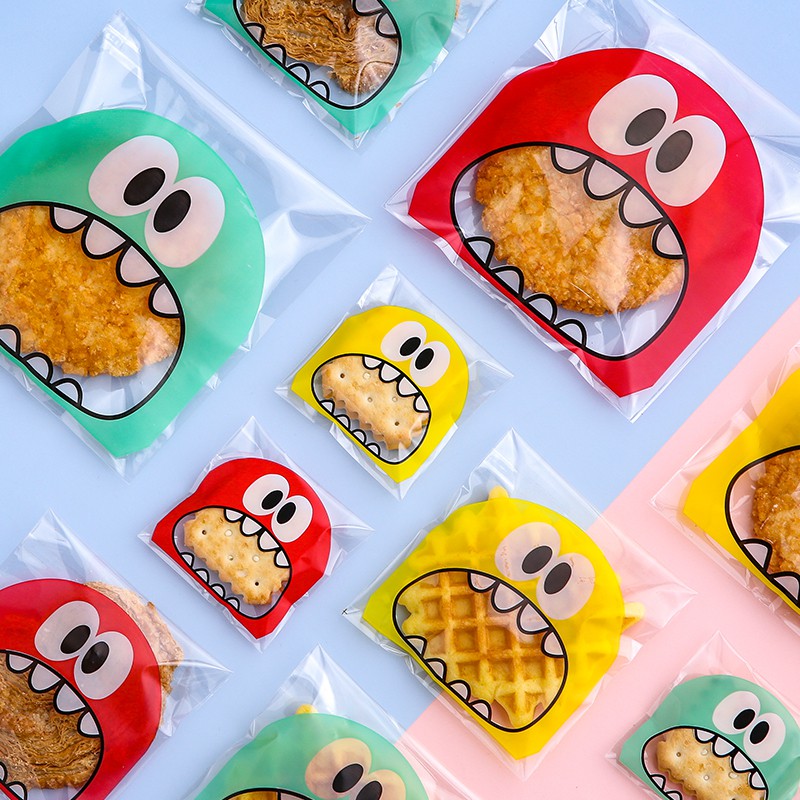 100pcs Monster Cookies Packaging Bag Candy Wrapping Bag | Shopee Singapore