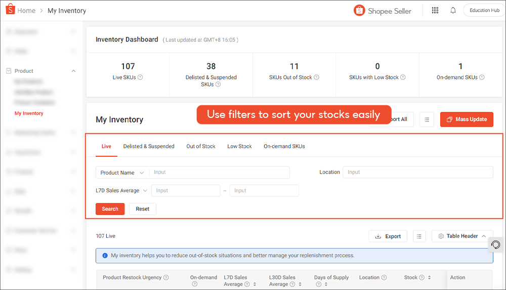Monitoring and managing your stocks with My Inventory | Shopee PH ...