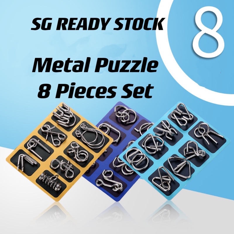 [SG Gift] Metal Puzzle 8 pieces Set Brain Teaser IQ Test Game for Adult ...