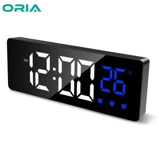 ORIA Wooden Digital Alarm Clock LED Display 12/24H Time &Temperature ...