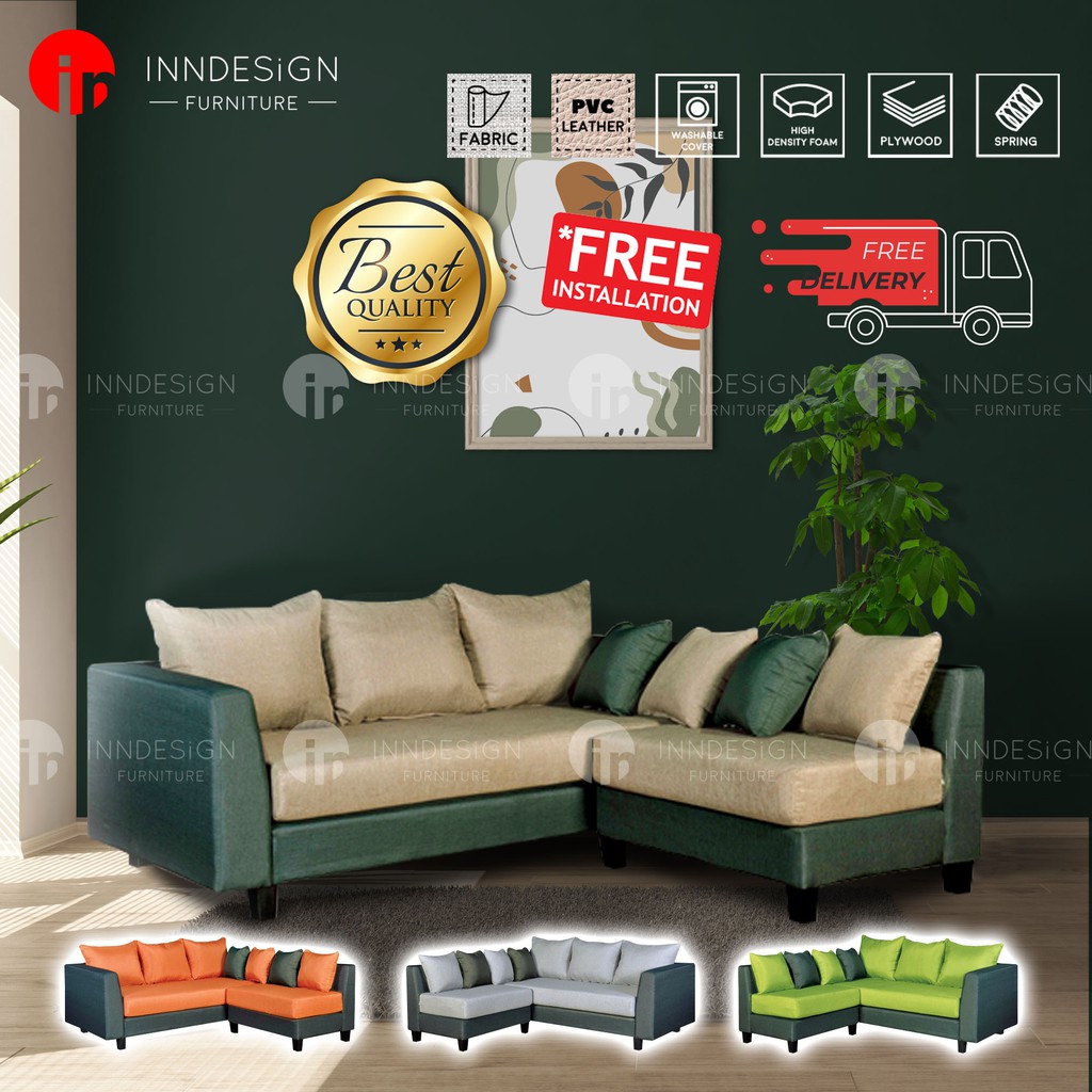 [LOCAL SELLER] Detachable 3 Seaters Fabric Sofa With Stool / Pocketed ...