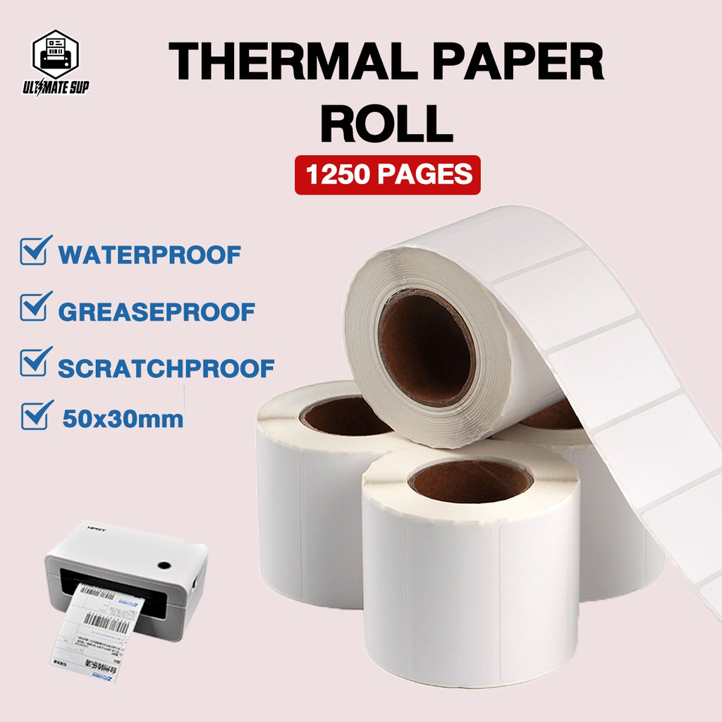 1250 PAGES 50x30mm Thermal Paper Roll For HPRT Thermal Printer