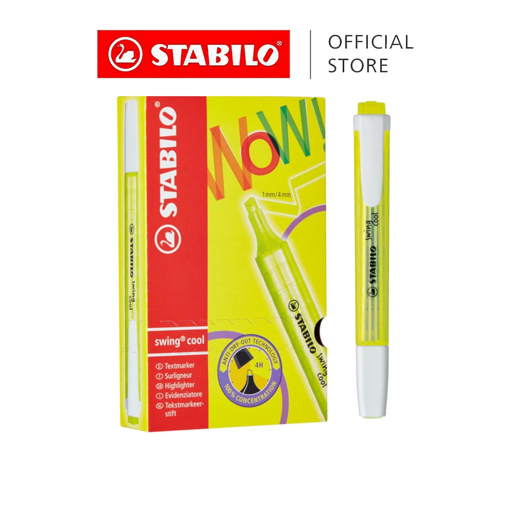 STABILO Swing Cool Highlighter Pen and Text Marker with Pocket Clip for Students - Box of 10 ...