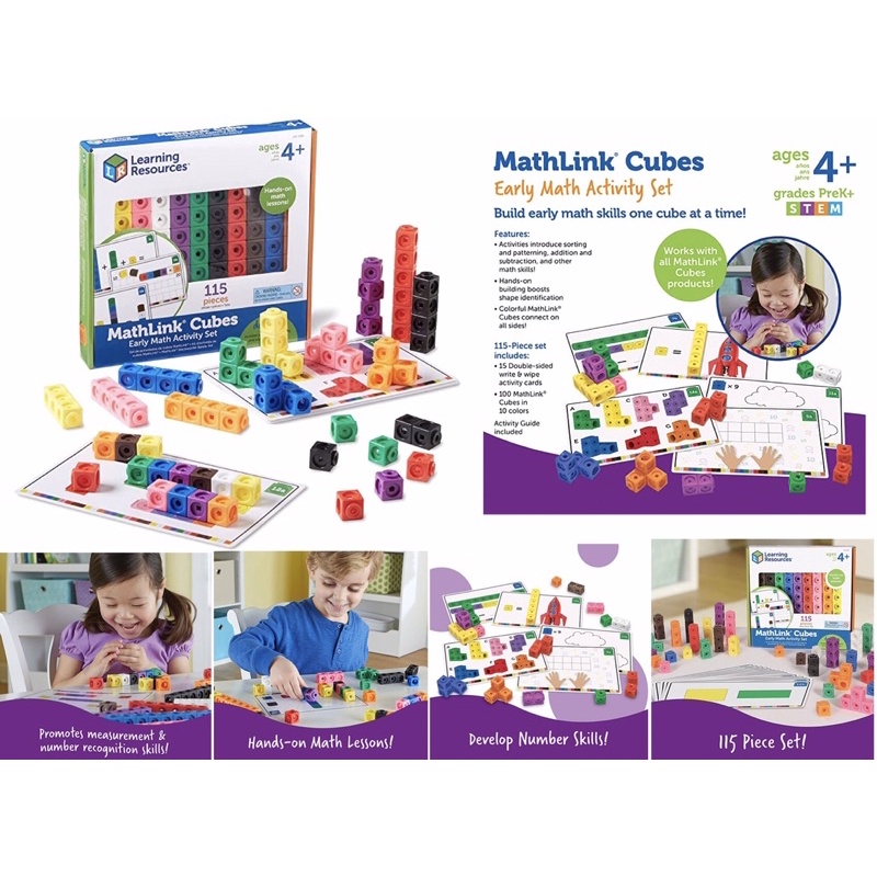 Learning Resources Mathlink Cubes Early Math Activity Set (115 Piece ...