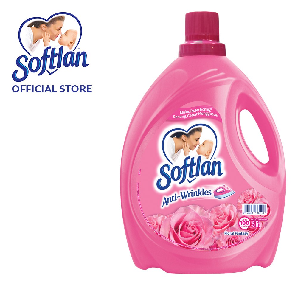 Softlan Anti Wrinkles Floral Fantasy (Pink) Fabric Softener 5L | Shopee ...