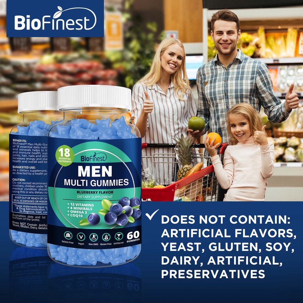Biofinest Men MultiVitamins Gummy Supplement - 18 Minerals Vitamin A B ...