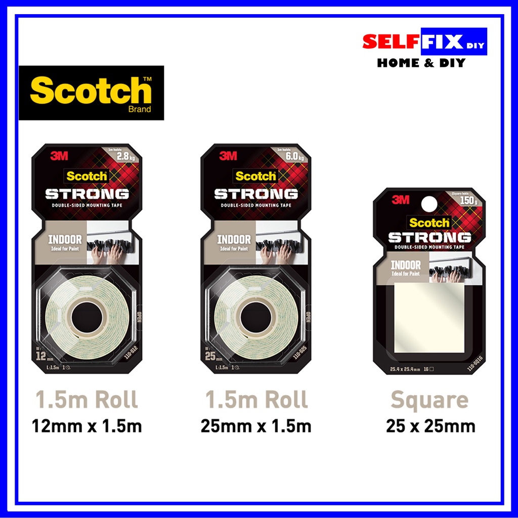 3M Scotch Double Sided Mounting Tape - 110-S12 / 110-S25 / 110-SQ16 ...