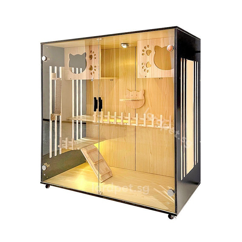 Solid Wood Cat Cage Villa Oversized Luxury Cat House Indoor Cat Cabinet