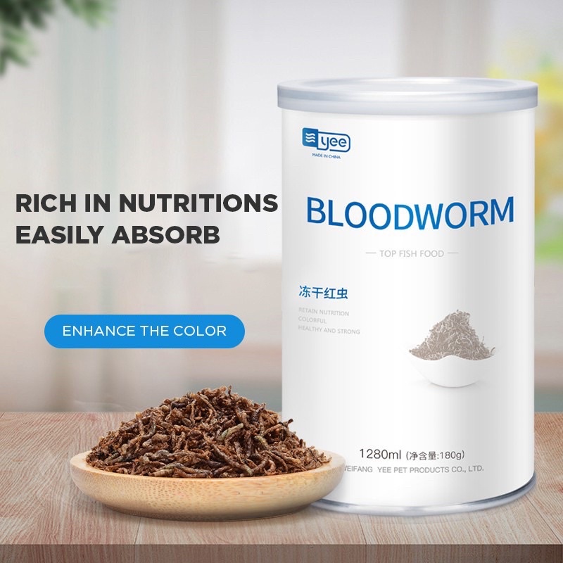 YEE Aquarium Fish Food Pellet, Freeze Dried Red BloodWorm For Tropical ...