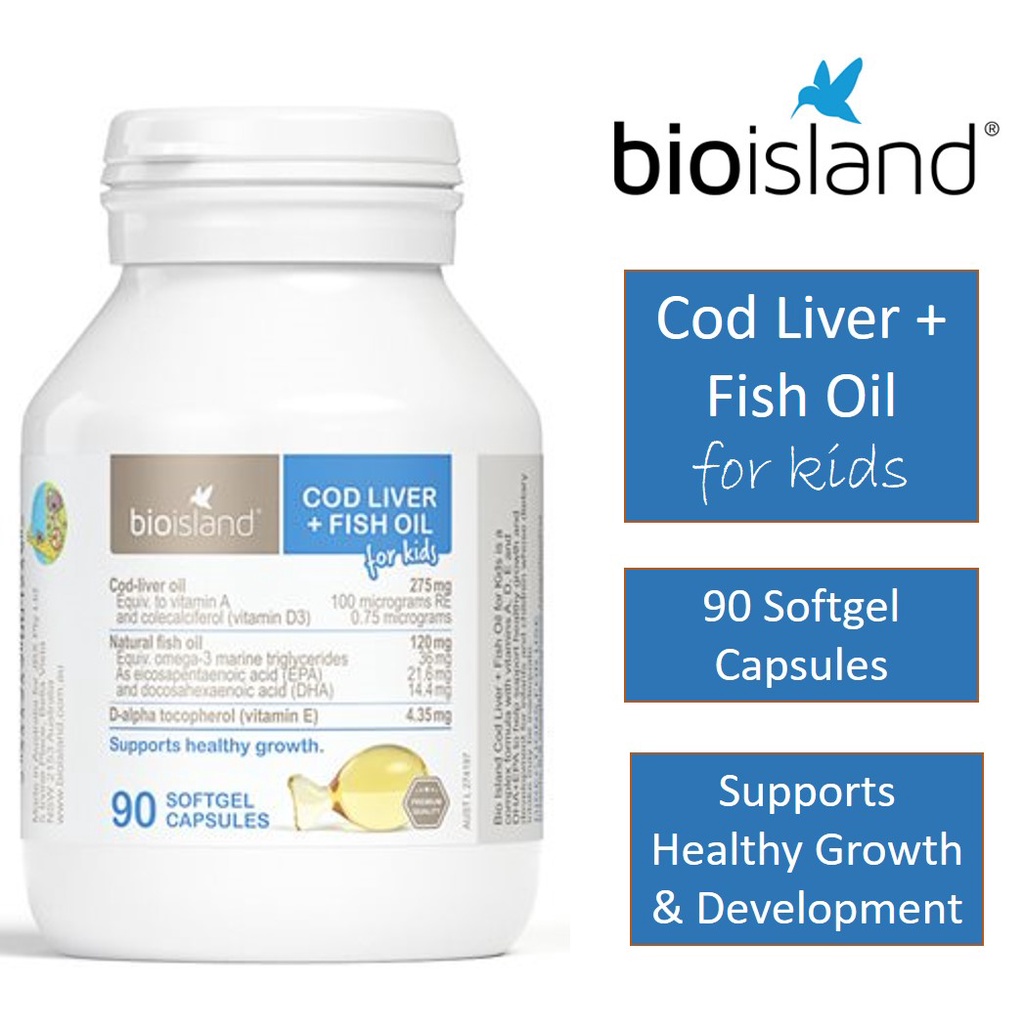 Bio Island Cod Liver + Fish Oil Kids 90 Capsules (Expiry: Apr 2025 ...