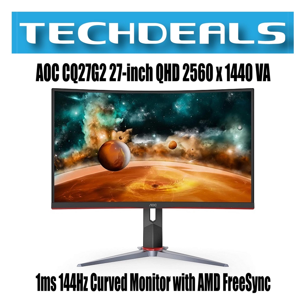 AOC CQ27G2 27-inch QHD 2560 x 1440 VA 1ms 144Hz Curved Monitor with AMD ...